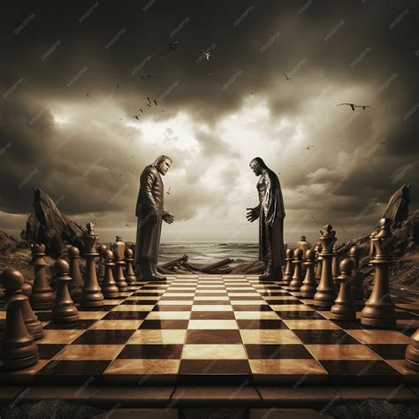 Free Ai Image View Of Dramatic Chess Pieces With Men