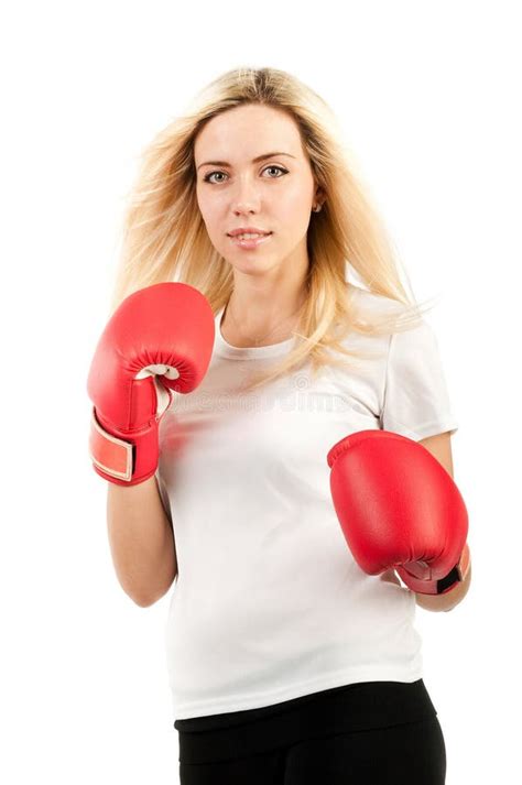 Girl Boxer In Red Gloves Stock Image Image Of Isolated 24858243