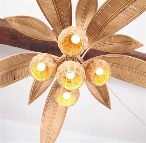 Rattan Coconut Treepalm Tree Ceiling Light For Sale At 1stdibs