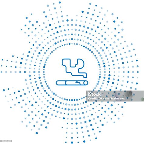흰색 배경에 격리 된 파란색 선 담배 아이콘 담배 표지판 흡연 기호 추상 원 임의점 벡터 개념에 대한 스톡 벡터 아트 및 기타