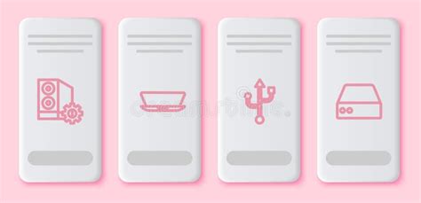 set line case of computer laptop usb and server data web hosting