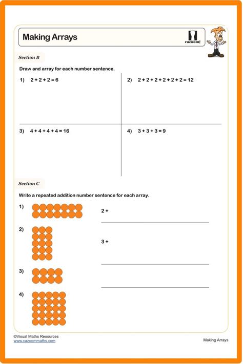 Making Arrays Addition Words Year 1 Maths Worksheets Visual Learning