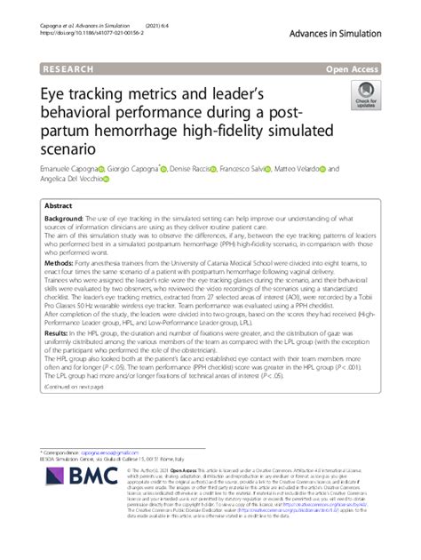 Pdf Eye Tracking Metrics And Leaders Behavioral Performance During A