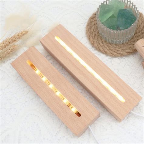 티몬 글로벌 홀세일 Led 아크릴 조명 무드등 부자재 우드 나무받침대 15cm 가구인테리어