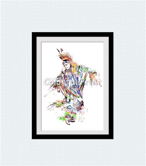 Native American Grass Dancer Art Print Watercolor Style W916 Etsy