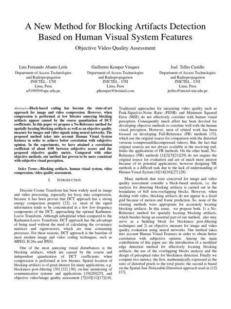 Pdf Iwt2011a New Method For Blocking Artifacts Detection Based On Human Visual System