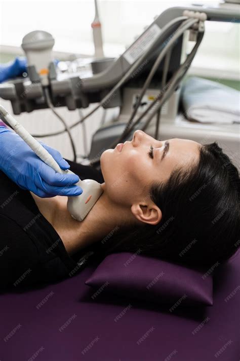 Premium Photo Closeup Thyroid Ultrasound For Girl For Diagnosis Of Tumors Cysts Or Goiters Of