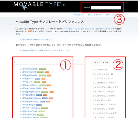Movable Type に対応したタグリファレンスを活用する ブログ CMSプラットフォーム Movable Type ドキュメントサイト