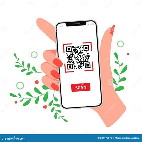 smartphone scanning qr code hand using mobile smart phone scan qr code