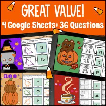 Halloween Pythagorean Theorem Pixel Art Distance Formula Hypotenuse Congruent Math