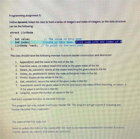 Programming Assignment 5 Define Dynamic Linked List