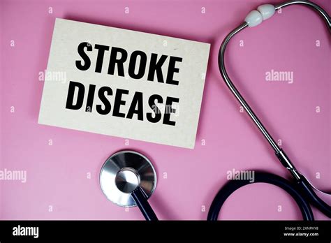 Stroke Disease Text With Stethoscope On Pink Background Healthy And