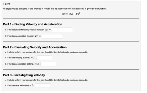 Solved Point An Object Moves Along The Y Axis Marked In Chegg