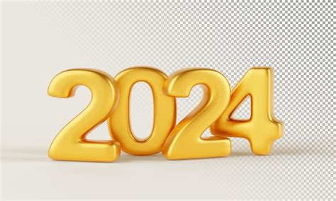 2024 황금 새해 축하 숫자 3d 렌더링 배너 디자인 고급스러운 반이는 황금 금속 글 타이포그래피 달력 축하 카드 및 베이지 배경에 크리스마스 축하 3d 일러스트