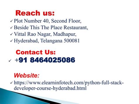Full Stack With Python Django Training In Hyd PPT