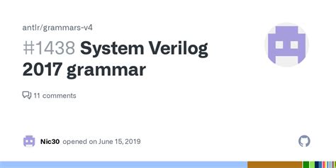 System Verilog 2017 Grammar · Issue 1438 · Antlrgrammars V4 · Github