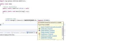 Selenium I Am Getting Error The Method Timeouts Is Undefined For The Type Webdriveroptions