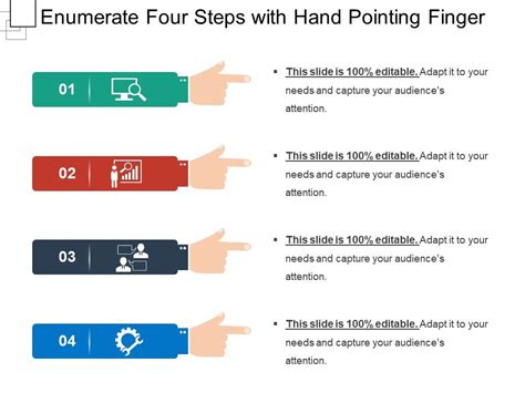 Enumerate Four Steps With Hand Pointing Finger Presentation Graphics Presentation Powerpoint