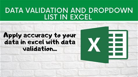 data validation and dropdown list in excel youtube