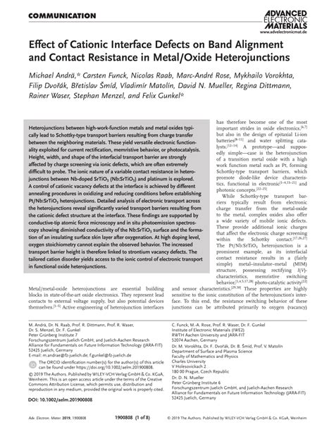 Pdf Effect Of Cationic Interface Defects On Band Alignment And