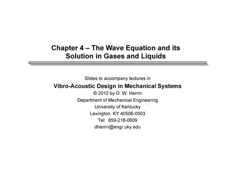 Chapter The Wave Equation Slides To Accompany Lectures In Vibro Acoustic Design In