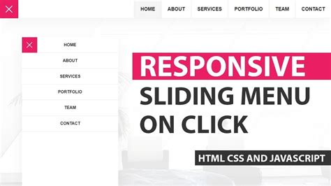 Responsive Sliding Menu With Html Css And Javascript Youtube