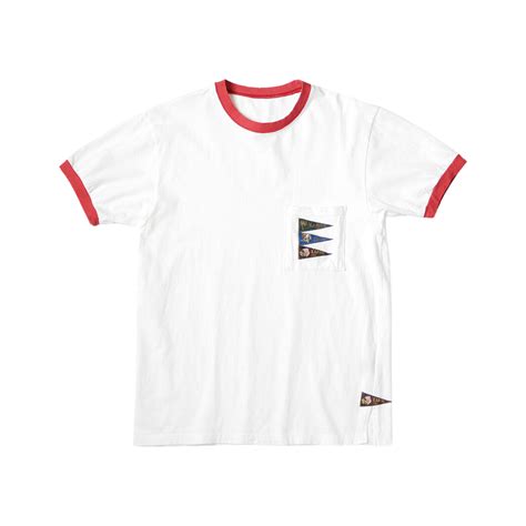 캐피탈 20 페넌트 링거 티셔츠 4 플래그 화이트 Kapital Kream