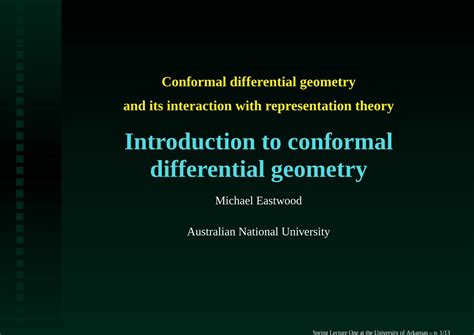Pdf Introduction To Conformal Differential Geometry Msimaths People