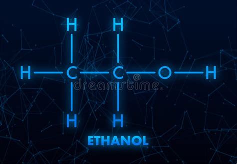 Ethanol Molecular Structure With Glowing Bonds On Dark Background Stock Vector Illustration Of