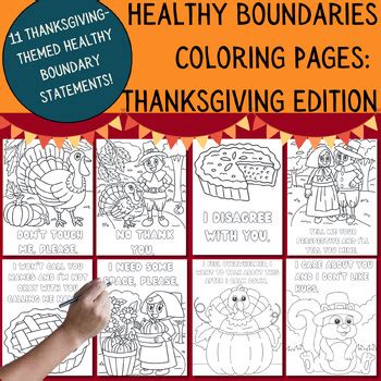 Healthy Boundaries Coloring Pages: Thanksgiving Edition | TPT