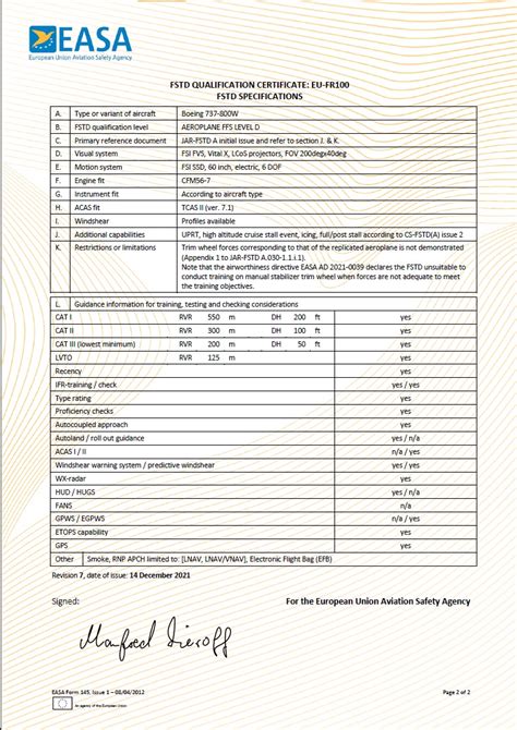 Easa Certificates Simulator Devices