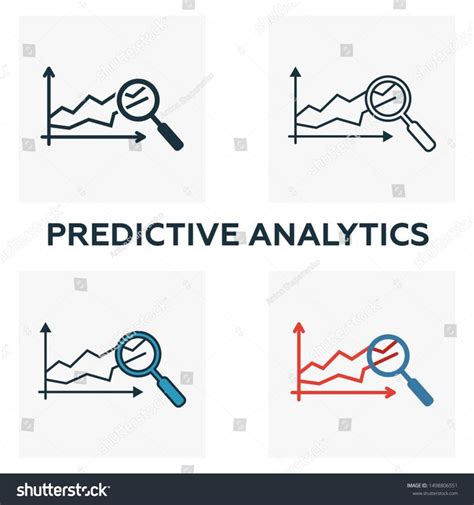 Predictive Analytics Icon Set Four Elements Stock Vector Royalty Free