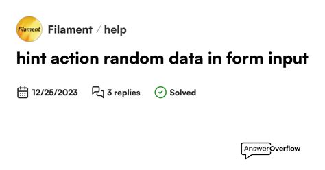 Hint Action Random Data In Form Input Filament