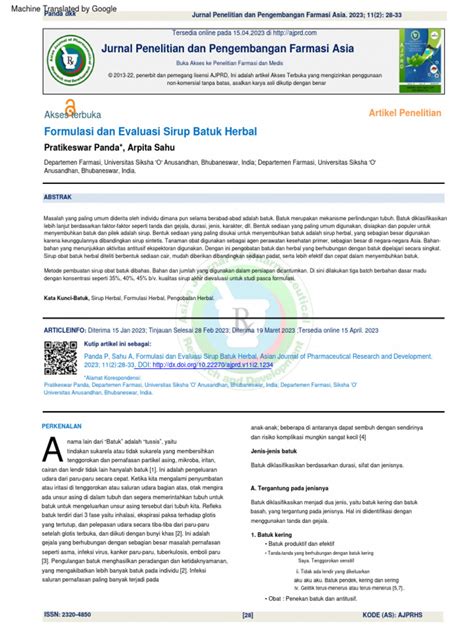 Formulation And Evaluation Of Herbal Cough Syrup Pdf