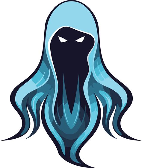 A Menacing Blue Hued Ghost With Glowing Eyes Perfect For Gaming Logos