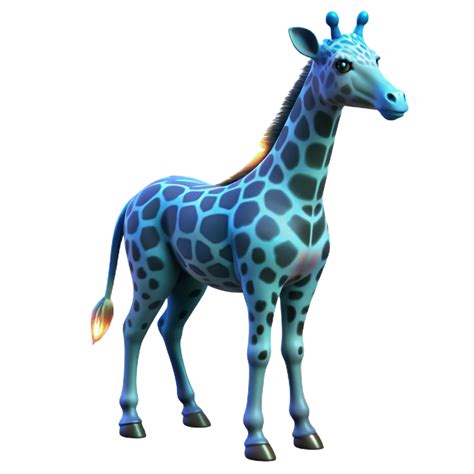 Blue Giraffe 3d Render A Dynamic Depiction Of A Giraffe Navigating The