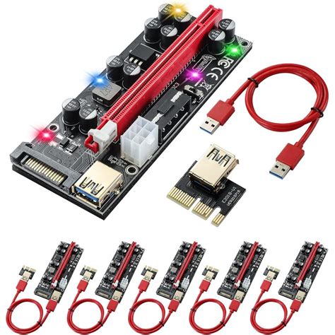 6er-Pack PCI-E-Riser-GPU-Riser-Karte, für Bitcoin Litecoin ETH Coin ...