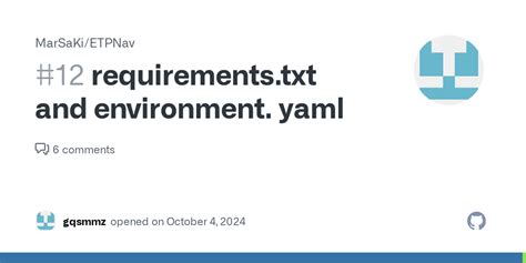 Requirementstxt And Environment Yaml · Issue 12 · Marsakietpnav