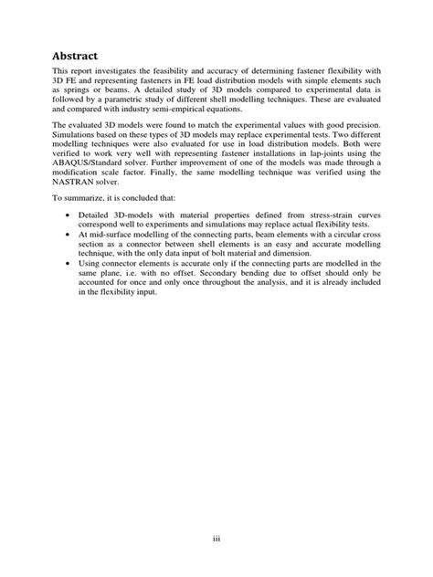 Prediction Fastener Flexibility Using Fe Pdf Finite Element Method
