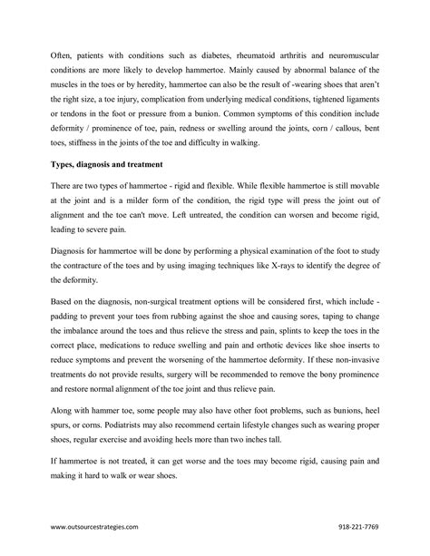 Hammertoe Podiatry Treatments And Coding PDF