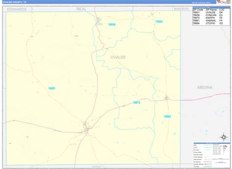 Uvalde County Tx Wall Map Basic