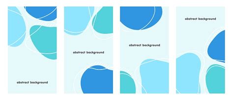 액체 유기적 인 모양과 손으로 그리는 낙서 서클 라인과 추상적 인 배경 세트 유체 모양 파스텔 블루 색상 최소한의 현대적인 디자인 템플릿입니다 벡터 일러스트 레이 션 0명에