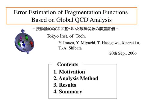 Ppt Error Estimation Of Fragmentation Functions Based On Global Qcd