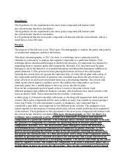 TLC LAB REPORT Docx Hypothesis The Hypothesis For The Experiment Is The More Polar Compound