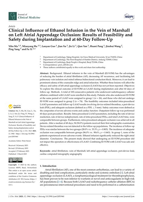 Pdf Clinical Influence Of Ethanol Infusion In The Vein Of Marshall On Left Atrial Appendage