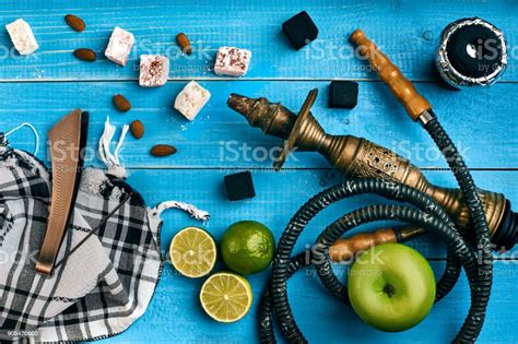 담배 배경입니다 터키 흡연 물 담 뱃 대 담배 맛 익은 녹색 사과와 라임 0명에 대한 스톡 사진 및 기타 이미지 0명 건강한 생활방식 건조한 Istock