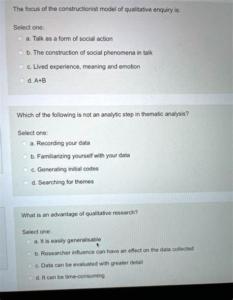 Solved The Focus Of The Constructionist Model Of Qualitative Inquiry