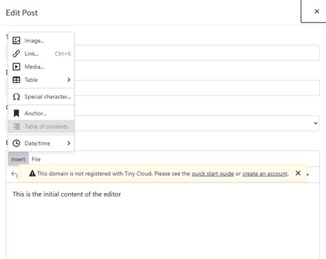 Reactjs Tinymce Table Of Contents Plugin Seems Disabled Stack Overflow