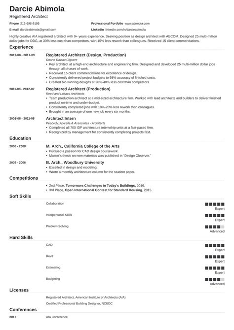 Architecture Resume Examples And Template For 2025