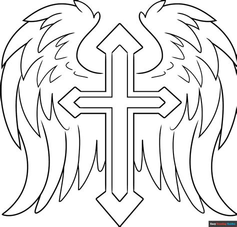 Easy Cross With Wings Drawing